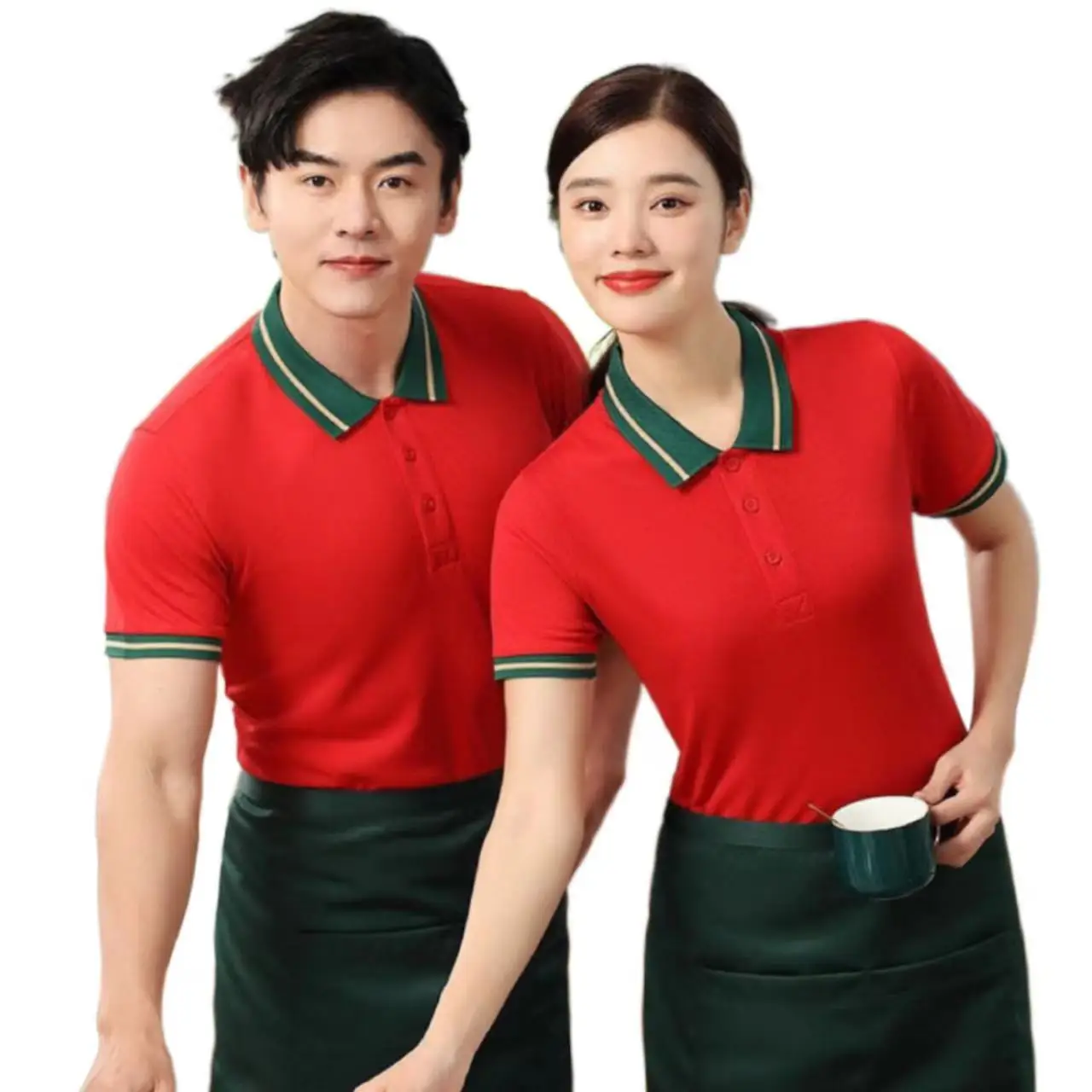 8 Colors Restaurant Waiter Uniforms - Polo Shirts with Custom Logo