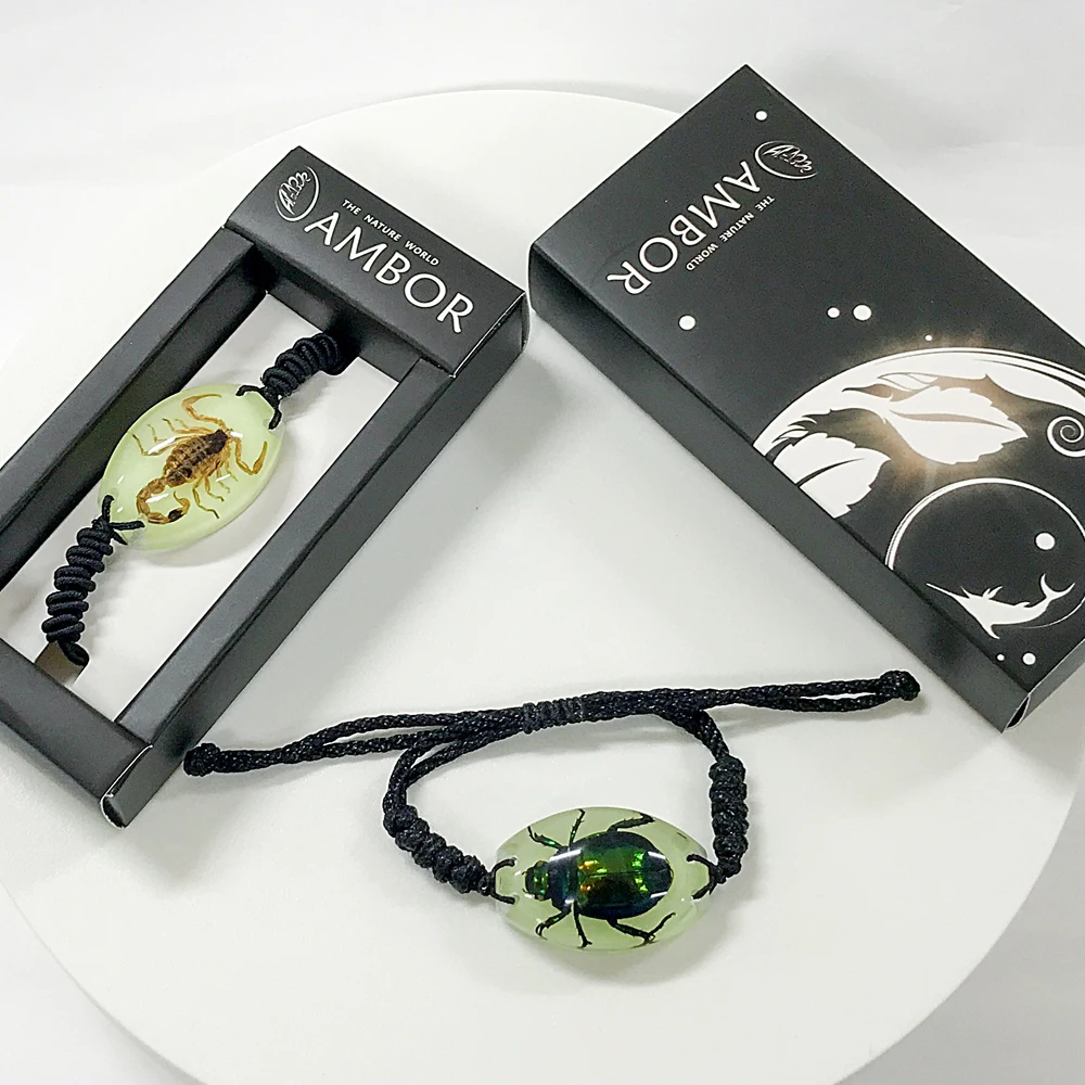Cool Unique Resin Real Insects Scarab Lucky Bracelet Birthday Return ...