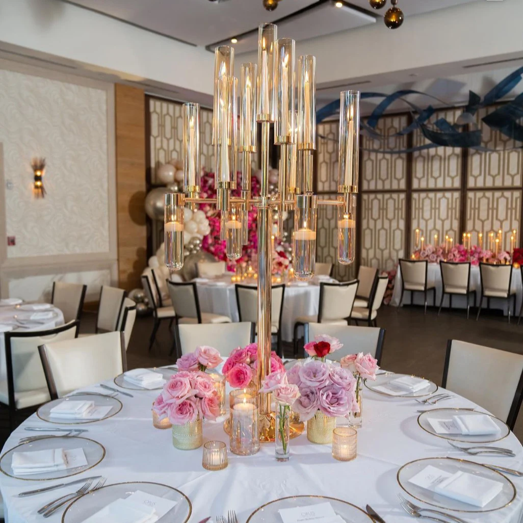 Home Centerpiece Column Geometric Tall Metal Gold Wedding Flower Stand ...