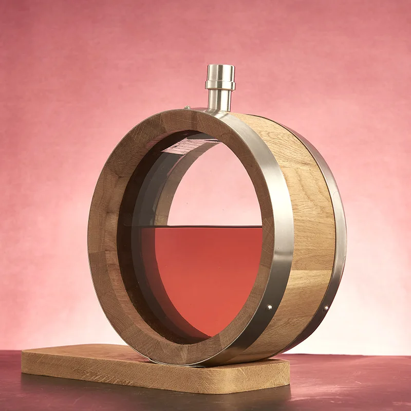 Modern Round Oak Barrel Home Dining Bar Beverage Ornament Whiskey Wine ...