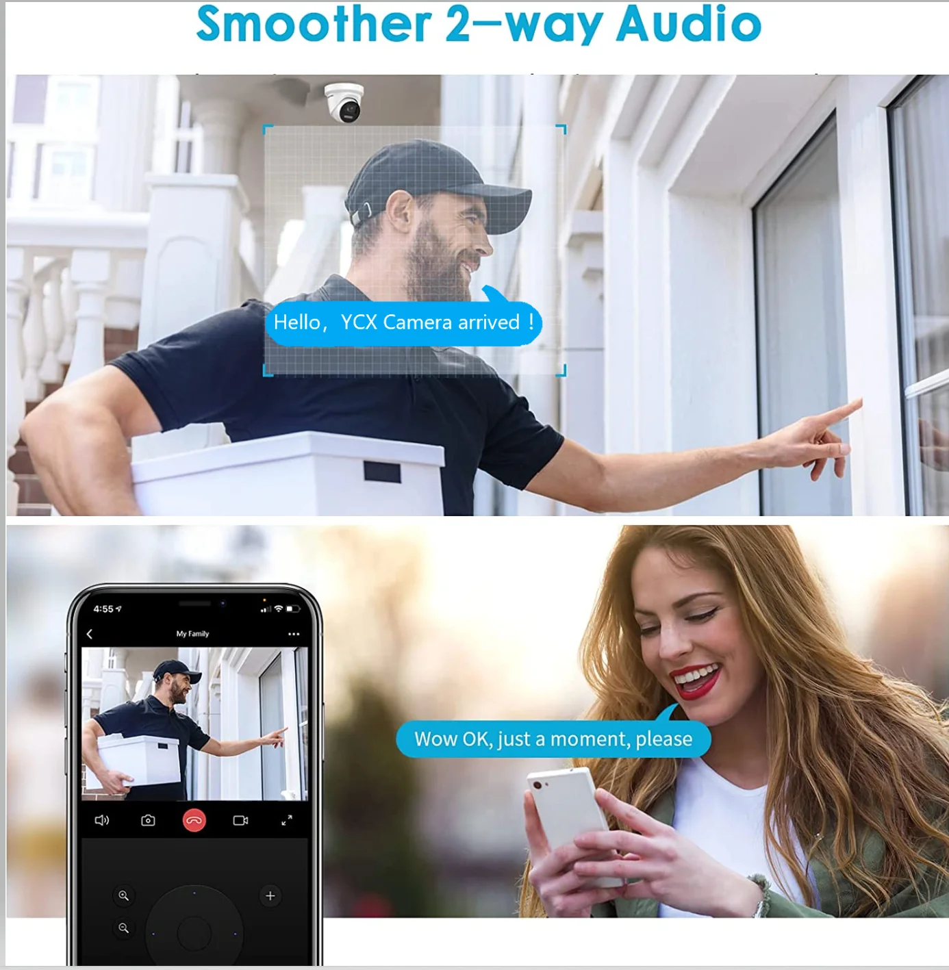 4K 8MP Dual Lens IP Camera with 180° View, Two-Way Audio, Night Vision ...