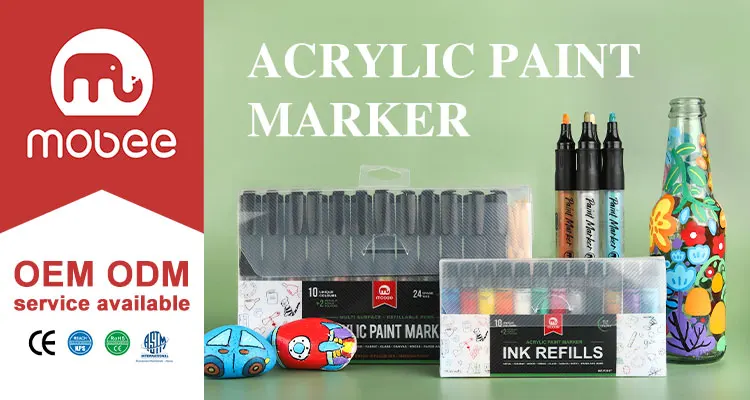 MOBEE P-201 12pcs/set Acrylic Paint Pens Writing Smoothly Refillable ...