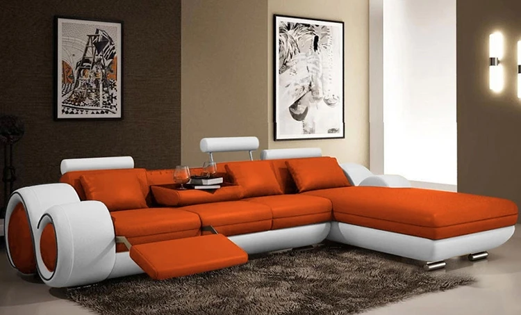 Genuine Leather U Shaped Sofa - Luxury Sectional Furniture