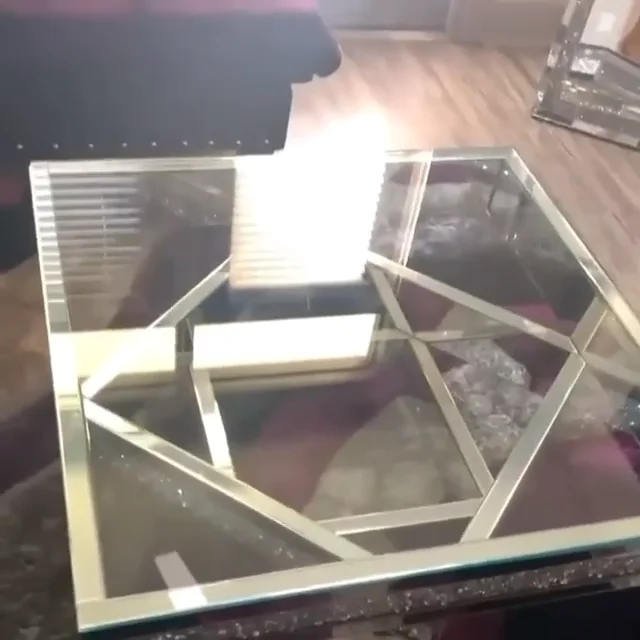 Luxury High End Square 3 Layers Crushed Diamonds Mirrored Coffee Table ...