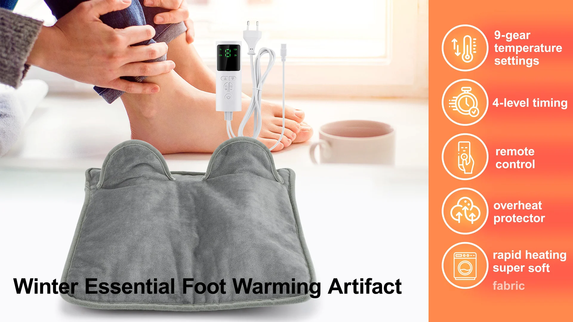 Remote Control Adjustable Temperature Heated Feet Pad Winter Electric ...