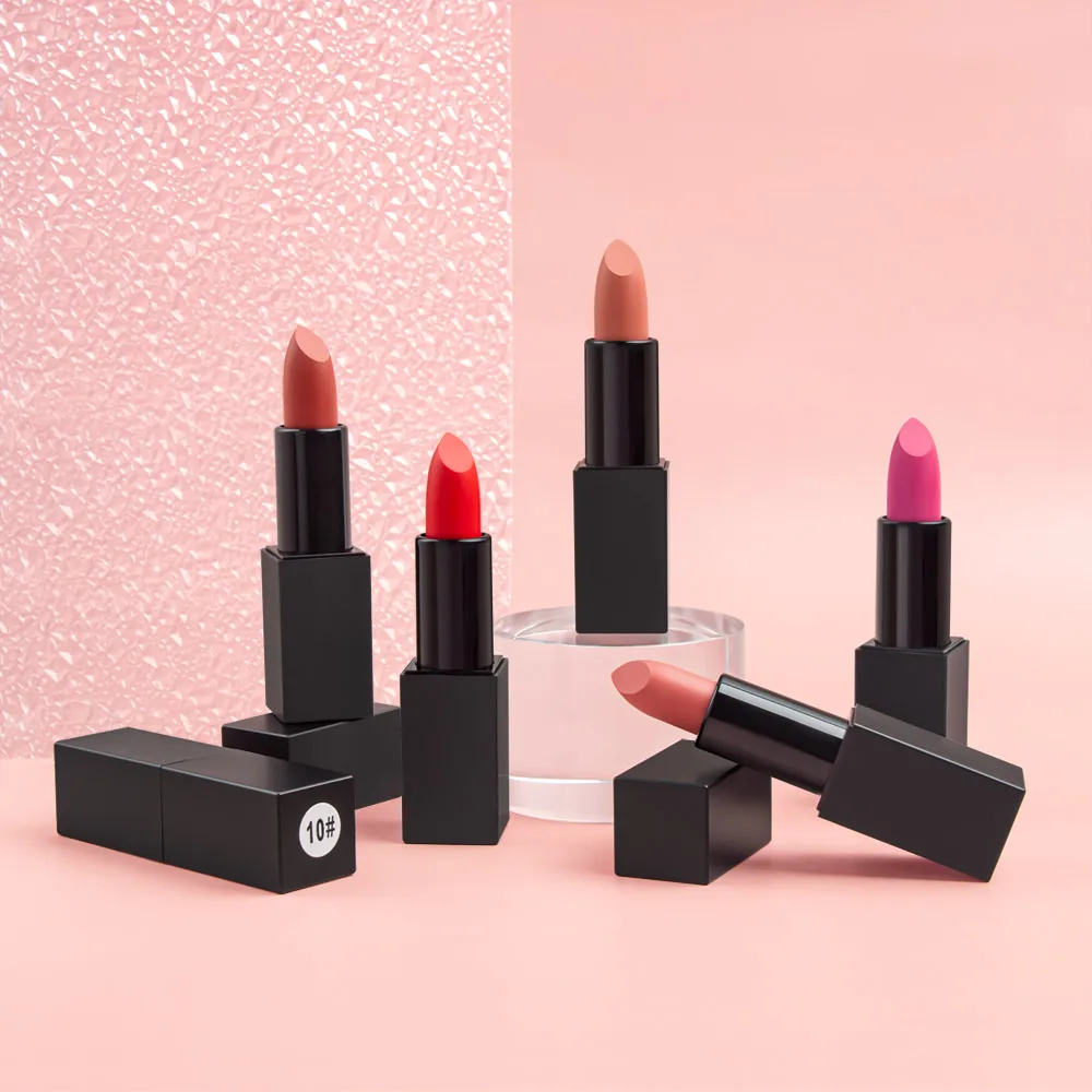 Cosmetic Products Matte Black Lipstick Logo Waterproof Long Lasting ...