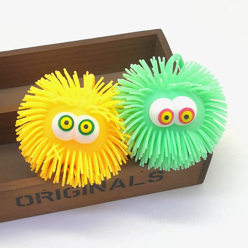 Colorful Funny Hair Flashing Big Eye Yoyo Puffer Ball Tpr Soft Stress ...