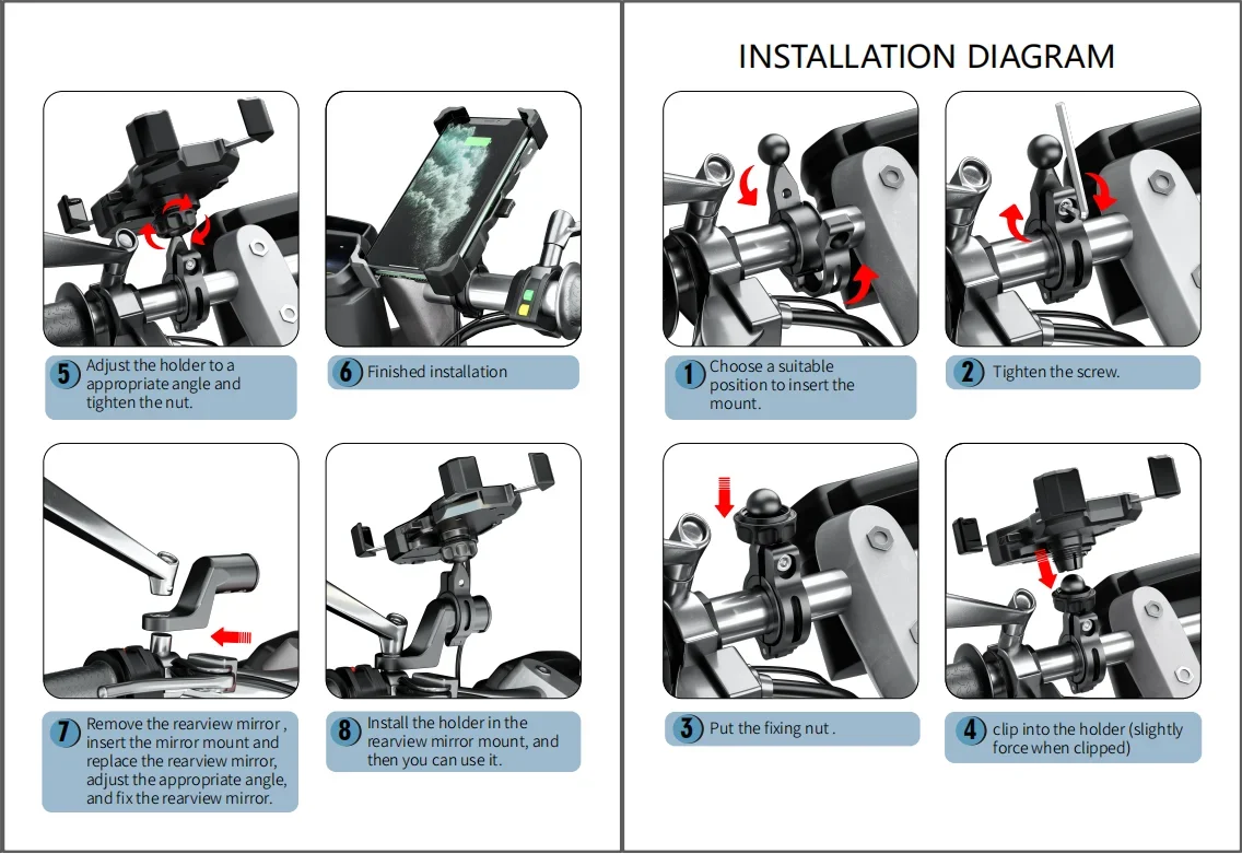 Kewig Waterproof Motorcycle Phone Mount,Automatically Lock & Quick ...