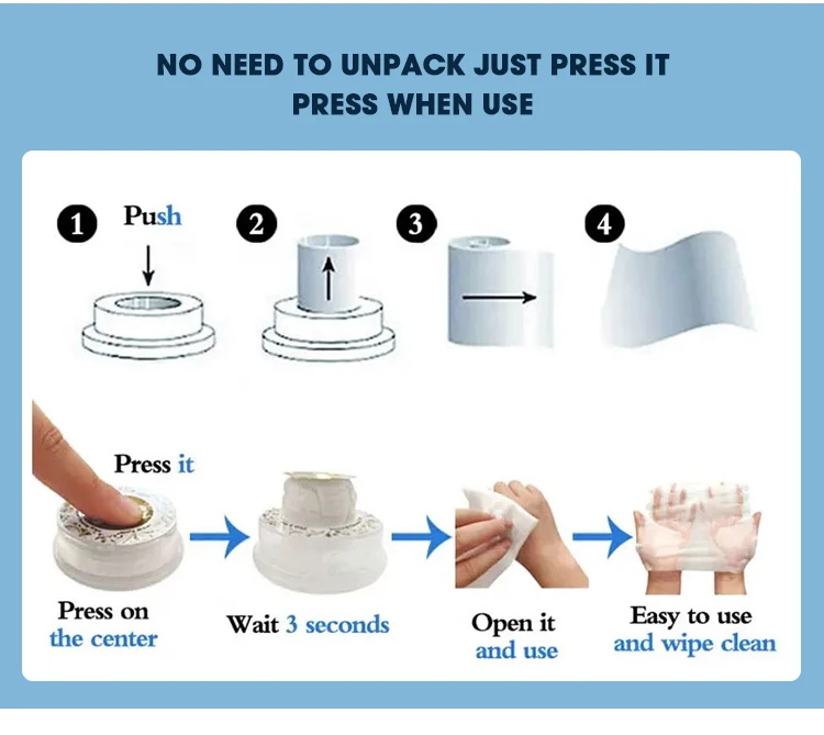 Customized Private Label Magic Wet Towels - Antiseptic Wipes