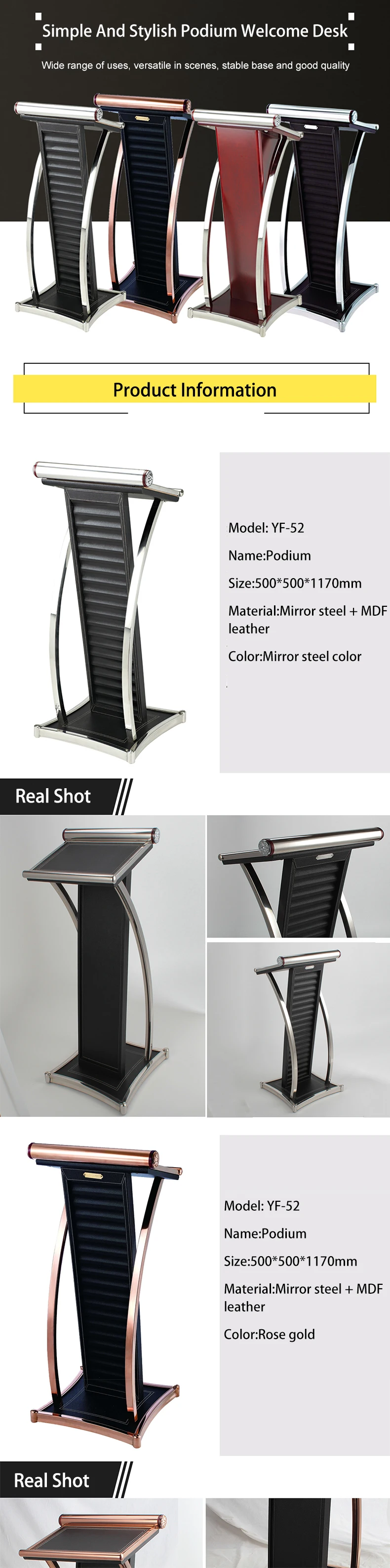 Modern Design Black Stainless Steel Lectern Podium Speech Lectern ...