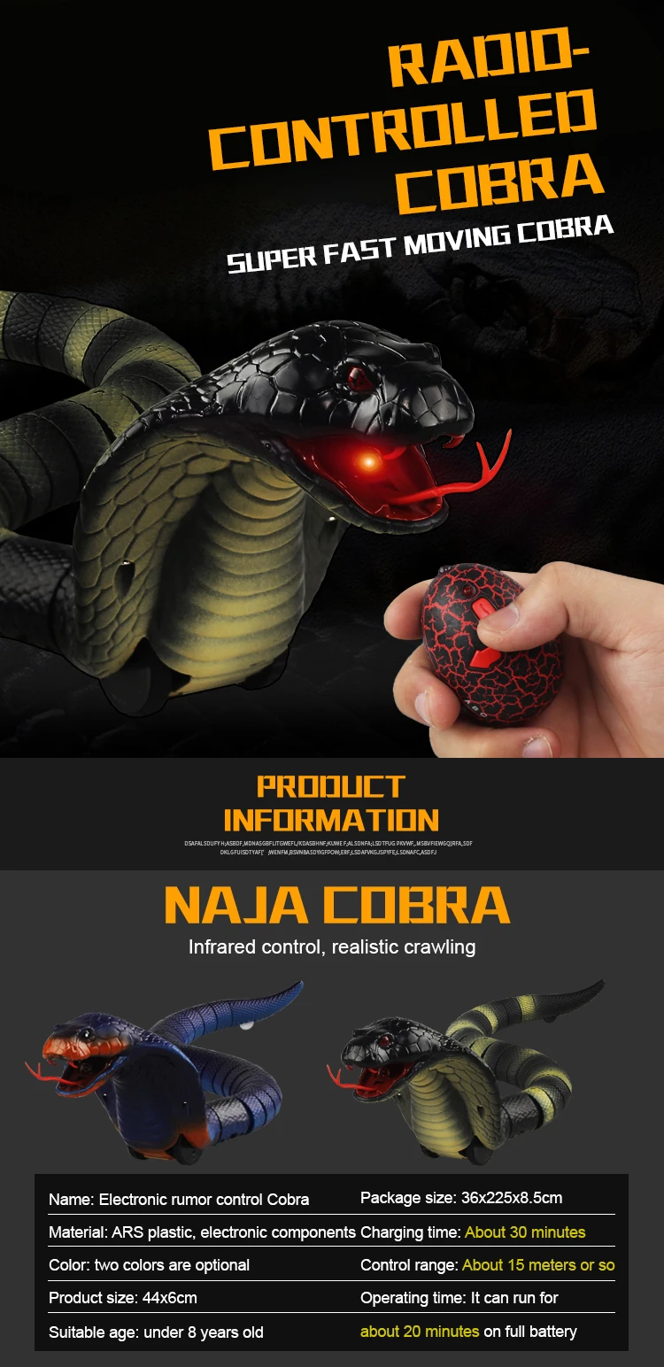 Realistic Animal Remote Control Snake For Children Realistic Snake Toy ...