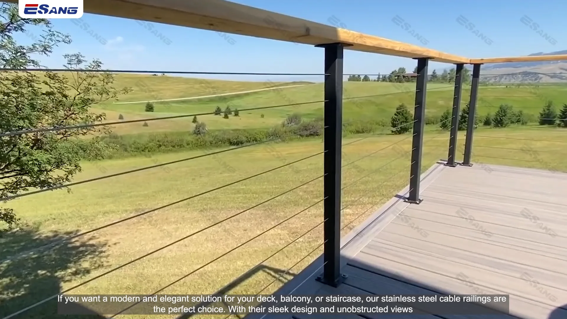 Esang Outdoor Balcony Stairs Handrail Deck Railing System Wire Rope ...