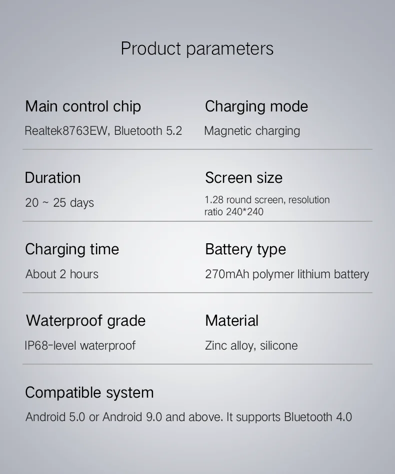 S52M Aosman Talking Watch - Full Screen Touch, IP68 Waterproof