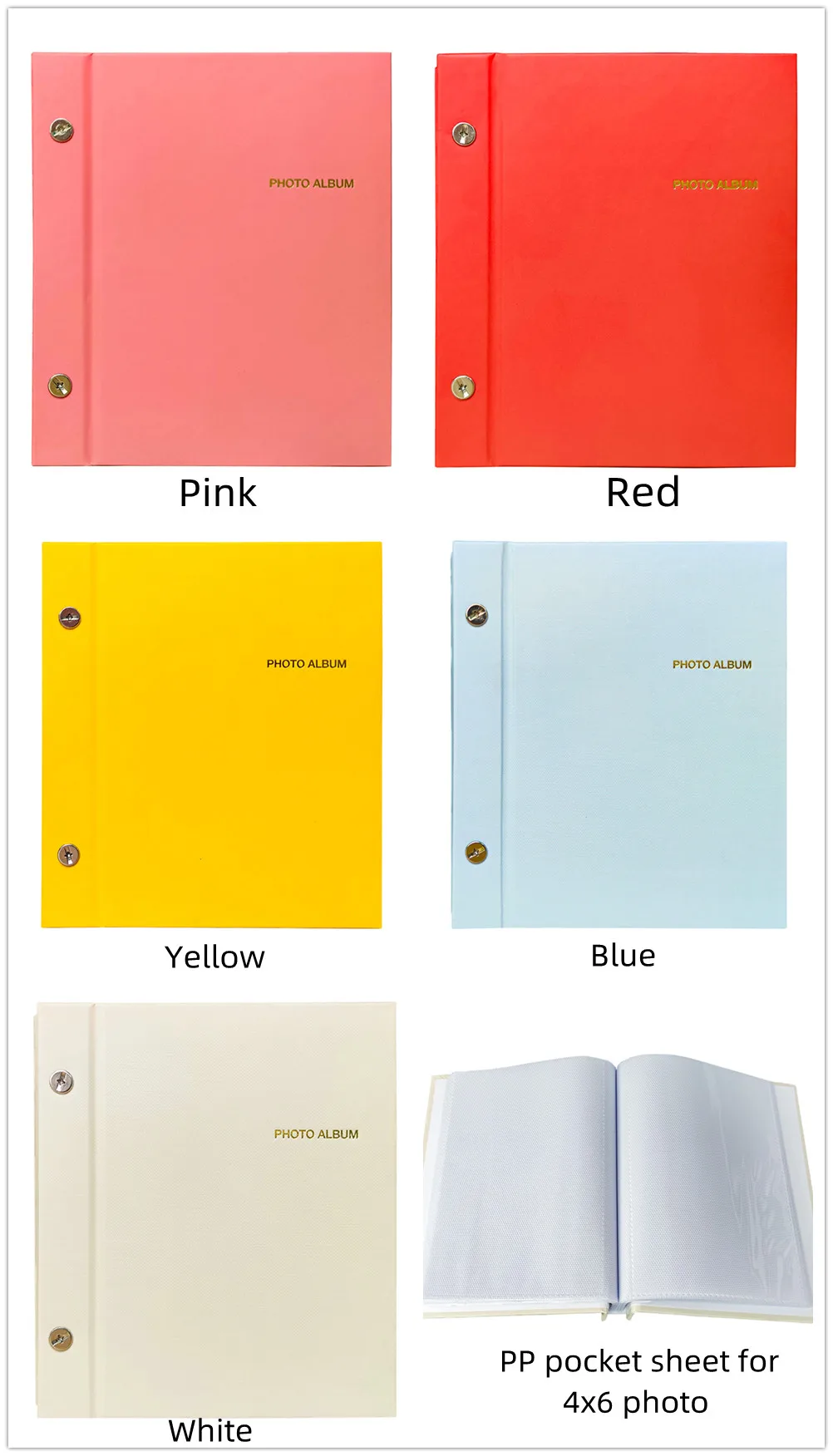 Small 4x6 4r Photo Album Paper Cover Screw Bound Pp Sheet Slip In Photo ...