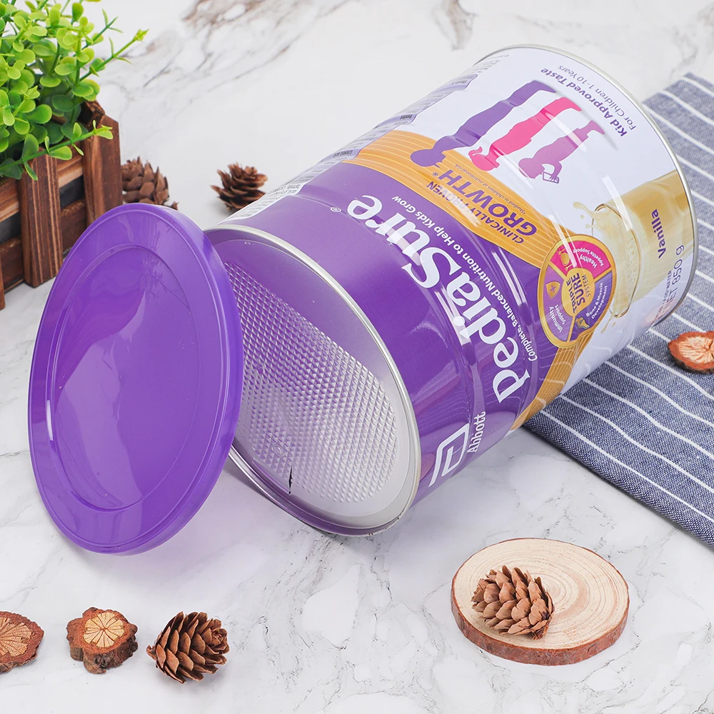 Food Safety Round Airtight Milk Powder Tin Box with Plastic Lids Metal ...