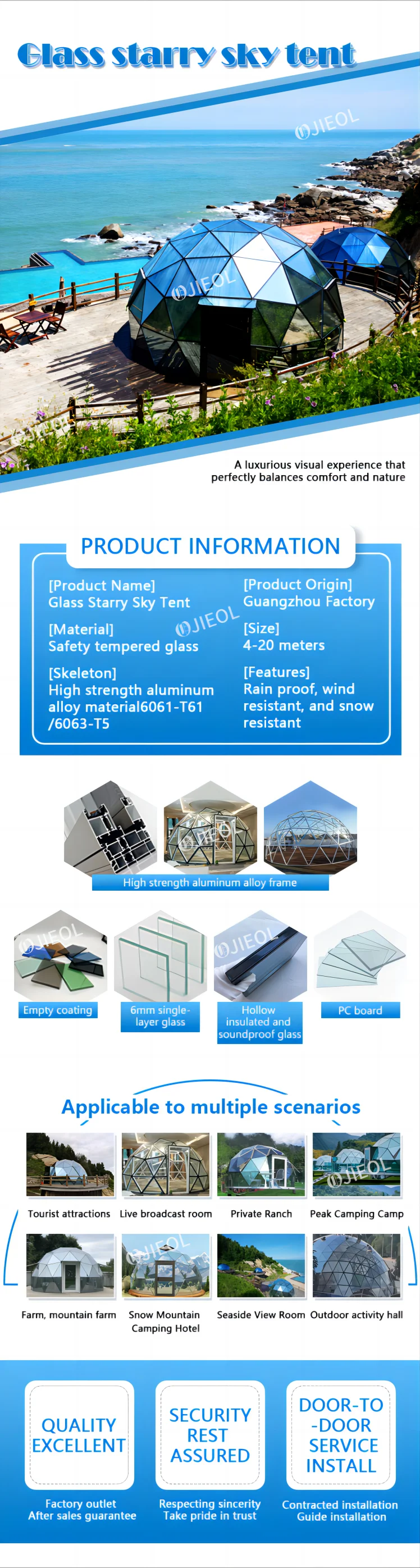 Luxury Glamping with 5M to 7M Hexagon Glass Dome Houses