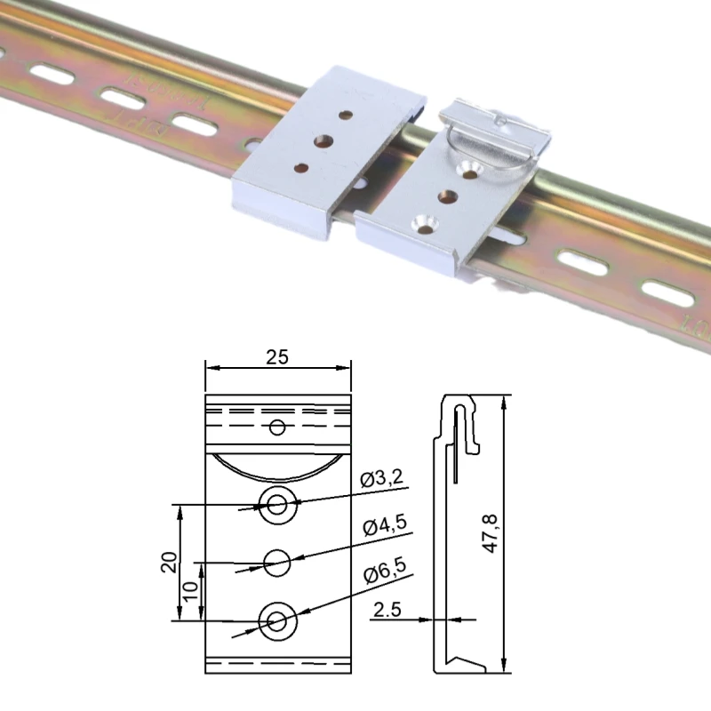 35mm Din Metal Aluminium Guide Rail Sleeve Metric Installation Clip ...