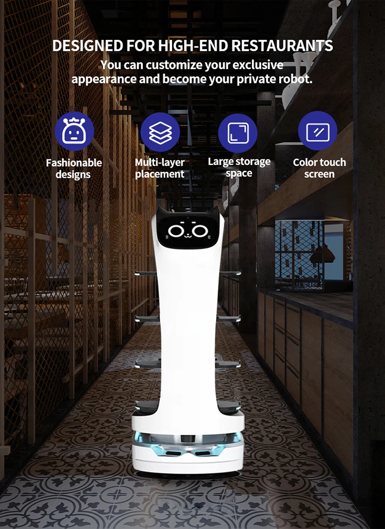 Artificial Intelligent Dish Food Delivery Robot Restaurant Assistant ...