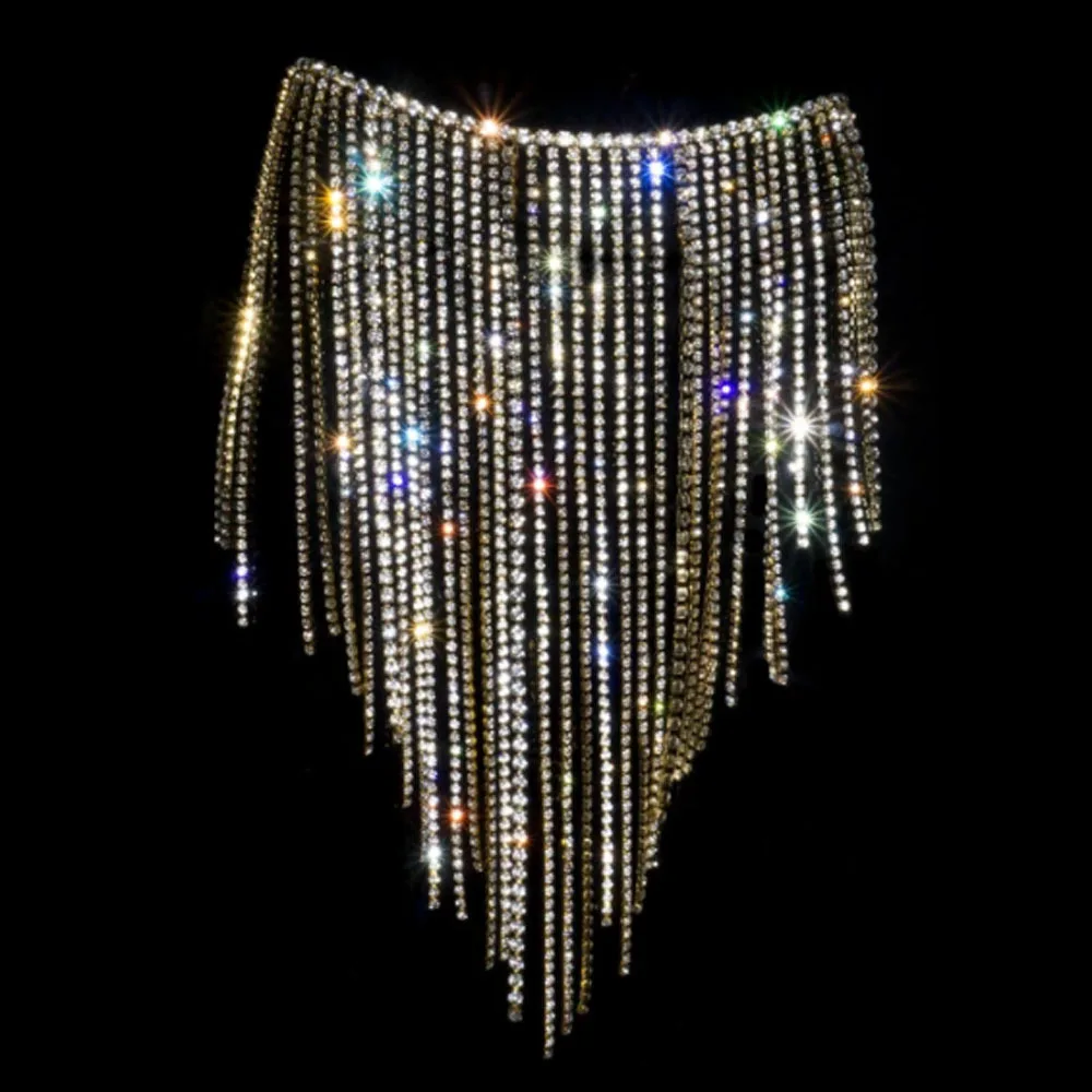 Sexy Rhinestone Chain Body Harness Lingerie Bikini Bra Jewelry Waist