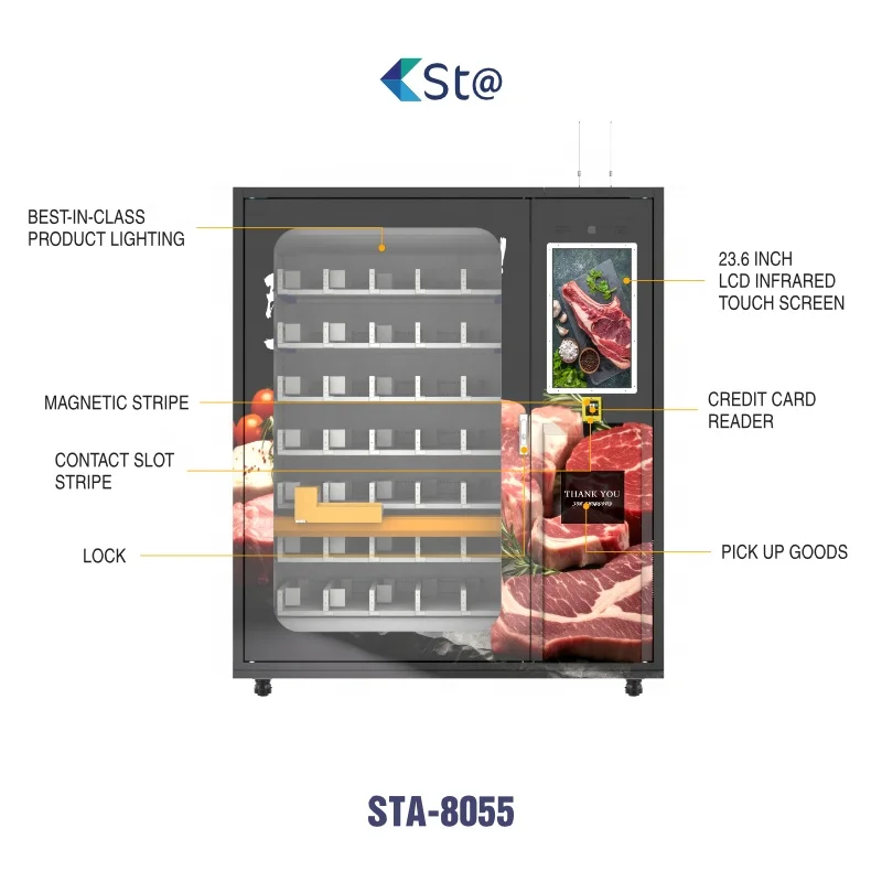 -18 degree Celsius Frozen Food Vending Machine Adjustable Temperature ...