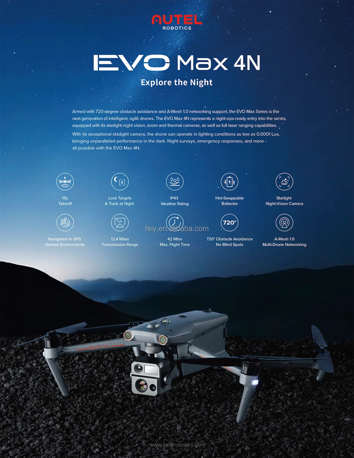 Autel Robotics Evo Max 4n 4t Thermal Imaging Camera Mapper Uav Drone ...
