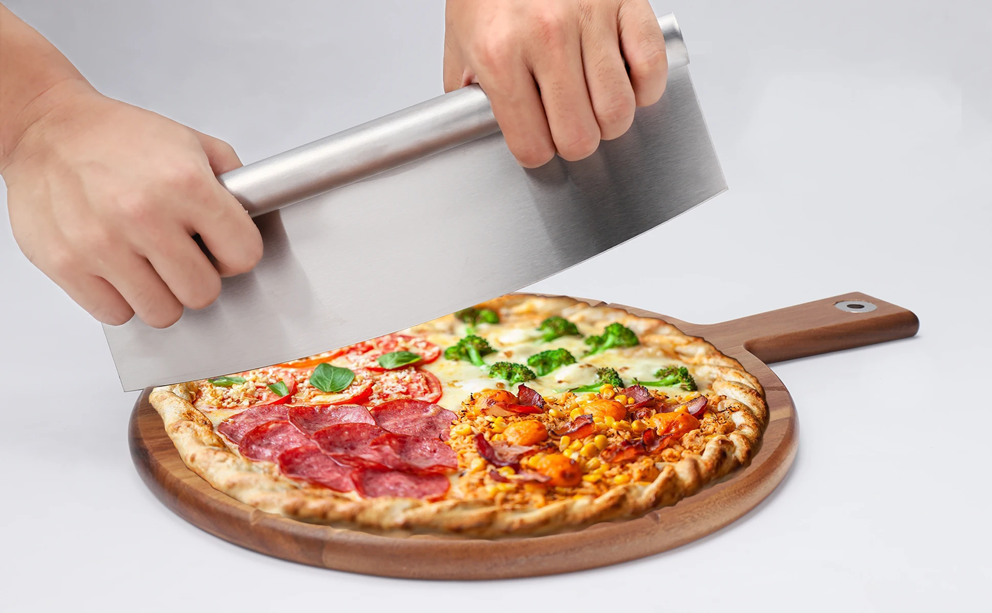 12 Inch Pizza Peel Set With Rocker Cutter Pizza Spatula Wood Pizza ...