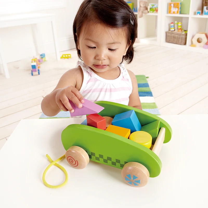 Solid Stacking Animal Cart Set Educational Games Wooden Toy Building ...