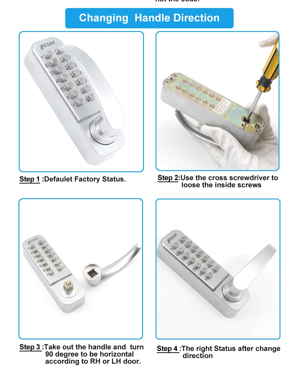 Waterproof Digital Code Keyless Front Door Lock with Mechanical Keypad ...