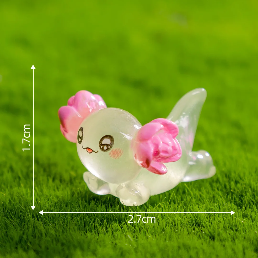 Mini Resin Axolotl Figurine Resin Animals Glow in the Dark Luminous ...