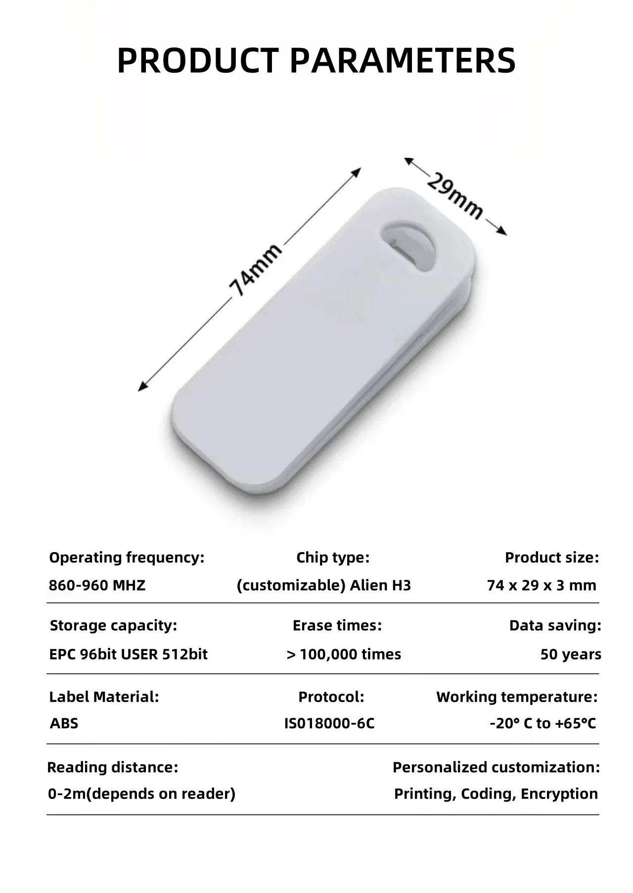 Customized Long Read Range ABS Waterproof Reusable UHF RFID Clip Tag ...