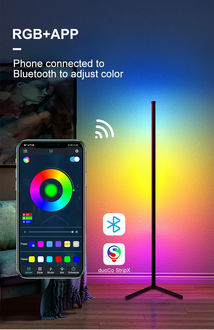 Smart Led Floor Lamp Modern Design Rgb Floor Light Color Changing With ...