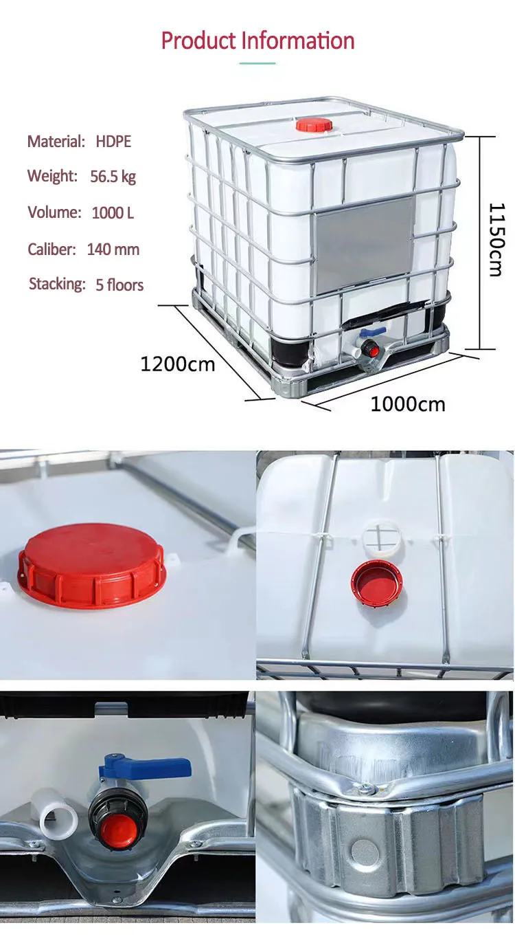 Hdpe 1000l Plastic Water Tank Ibc Chemical Storage Container Square ...