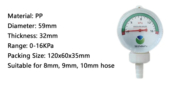 Biogas Manometer Pressure Gauge - TEENWIN 16KPA Model