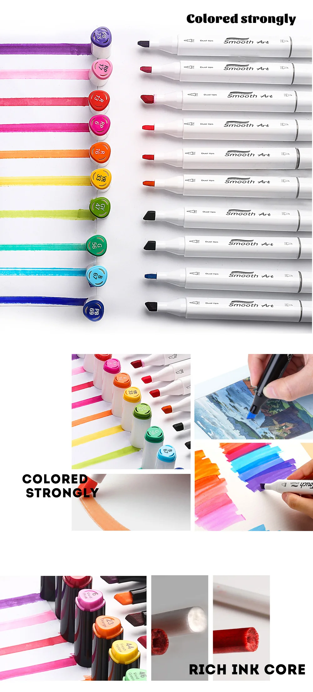 Hot Sales Dual Tip Alcohol Based Marker Pens 80/168/200/262 Colors ...