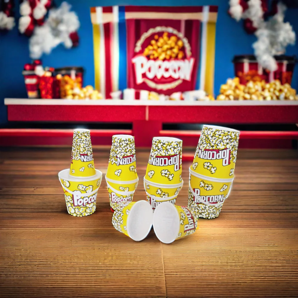 Durable Popcorn Buckets with Handles and Lids - Various Sizes