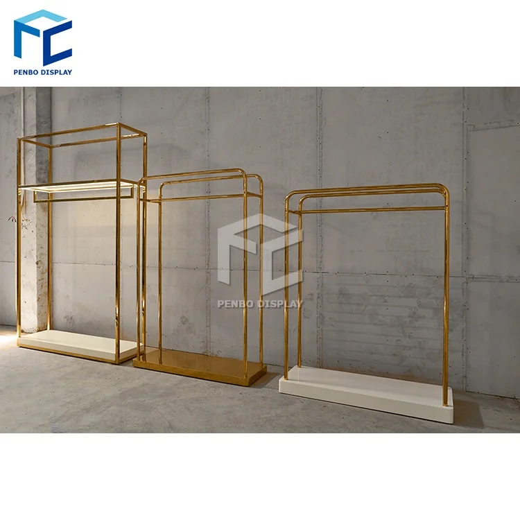 Rose Gold Wall Mount Clothes Display Rack Double Sided Garment Store ...