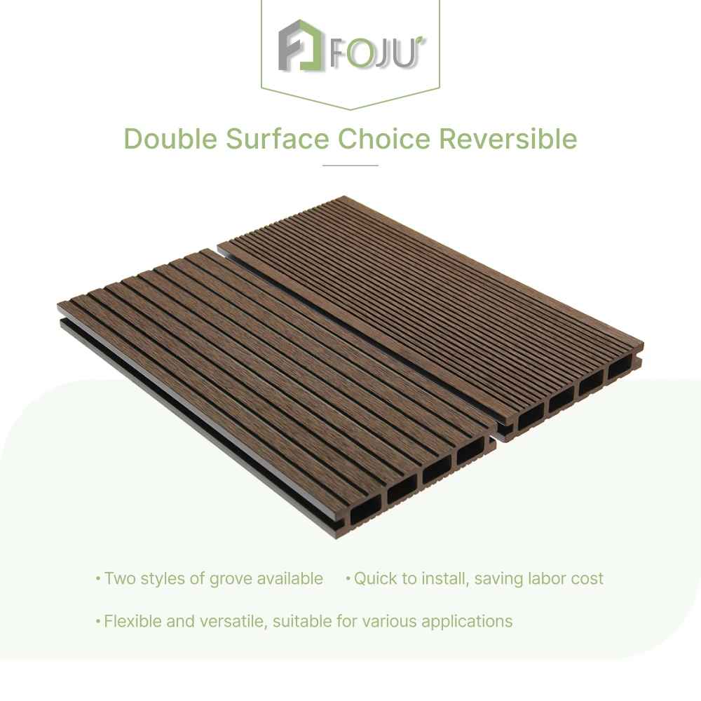 Foju Wpc 3d Embossed Composite Decking Wood Floor Cappled Decking Double Surface Floor For ...