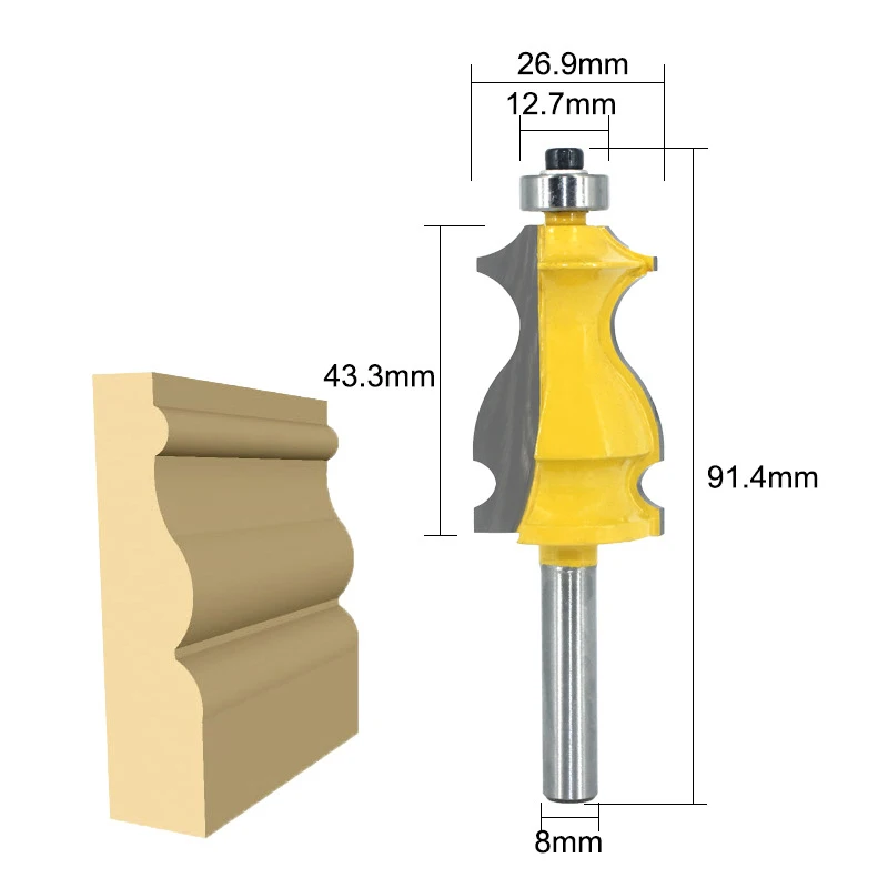 8mm Shank 3pcs Kiến Trúc Đúc Lan Can Router Bit Thiết Lập Cơ Sở Cnc Dò ...