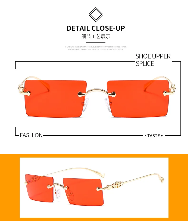Mejores T805 Small Rectangle Rimless Sunglasses Uv400 Metal Vintage ...