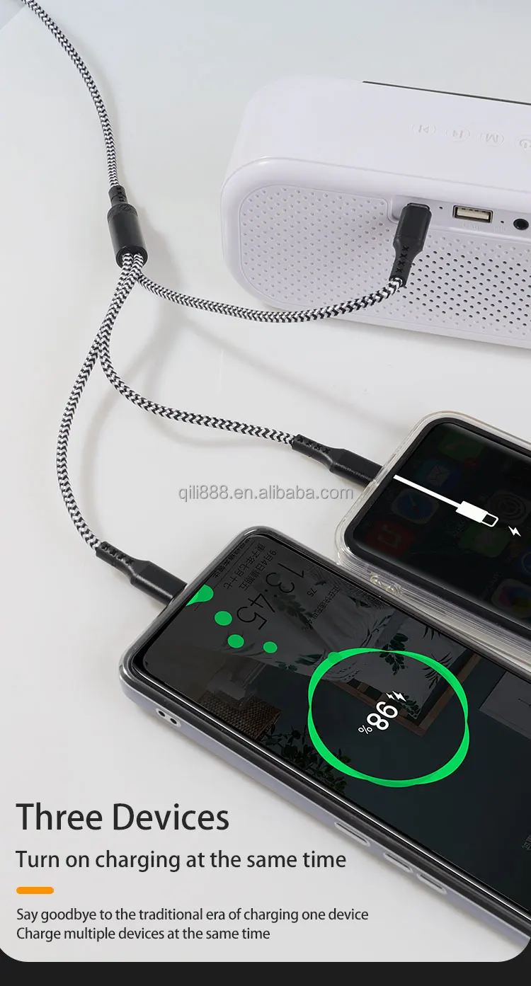 Type-c Pd Fast Charging Cable 1.2m 3 In 1 Data Cable For Apple Iphone ...