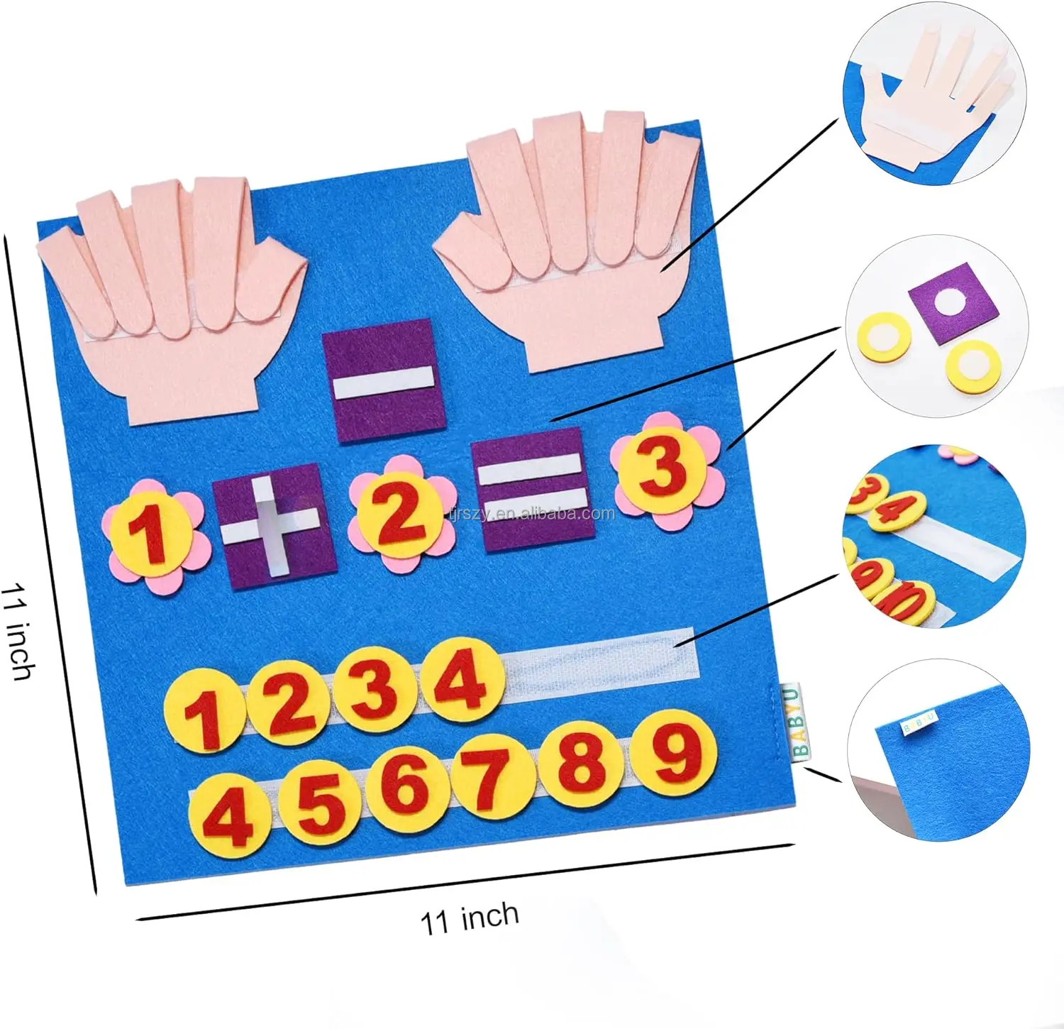 Montessori Arabic Felt Finger Numbers Toy Kids Early Learning Toddlers ...