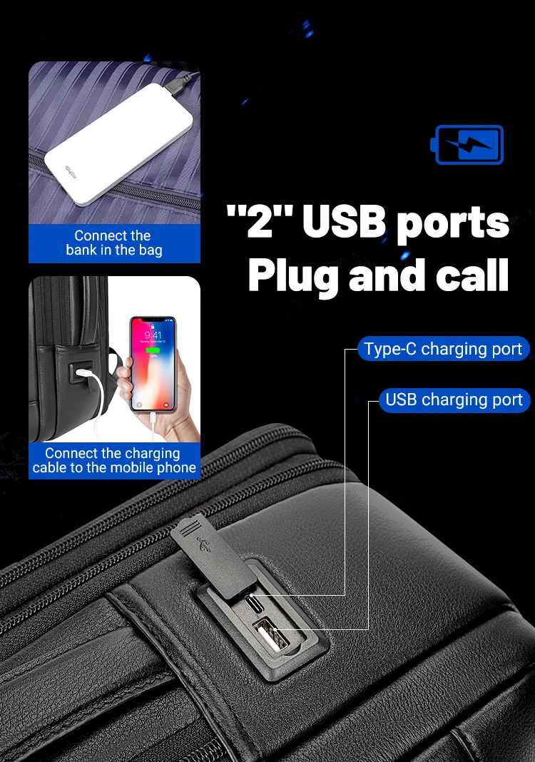 Men's Leather Backpack Anti-theft Computer Business Laptop Bag ...