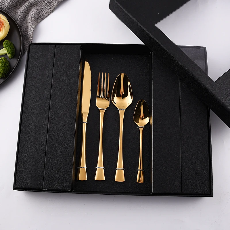 Modern Luxury 24 Pcs Set Fork Spoon Knife Stainless Steel Gift Box ...