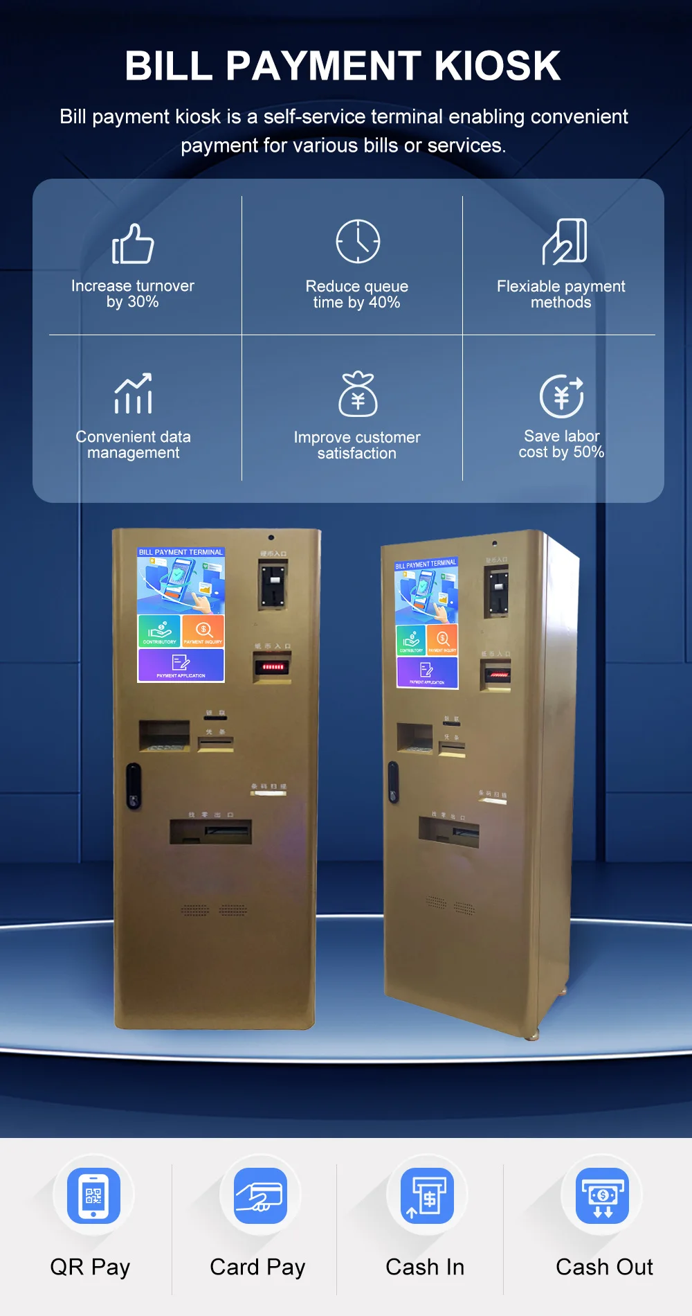 Self Service Kiosk Bill Acceptor Payment Kiosk Cash And Coin Recycler ...