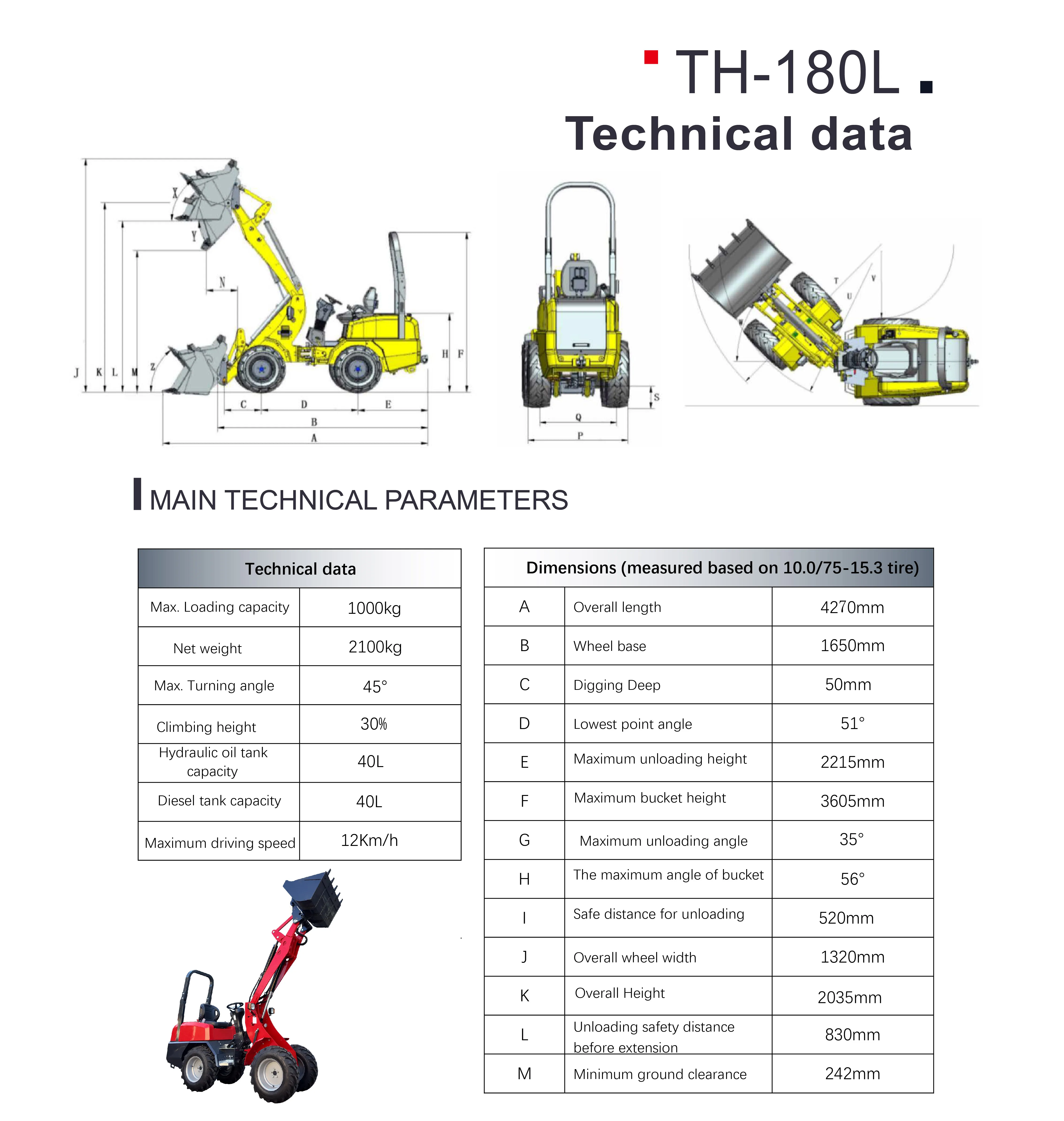 TOHO 1000kg Mini Backhoe Wheel Loaders Mini Front End Loader Small ...