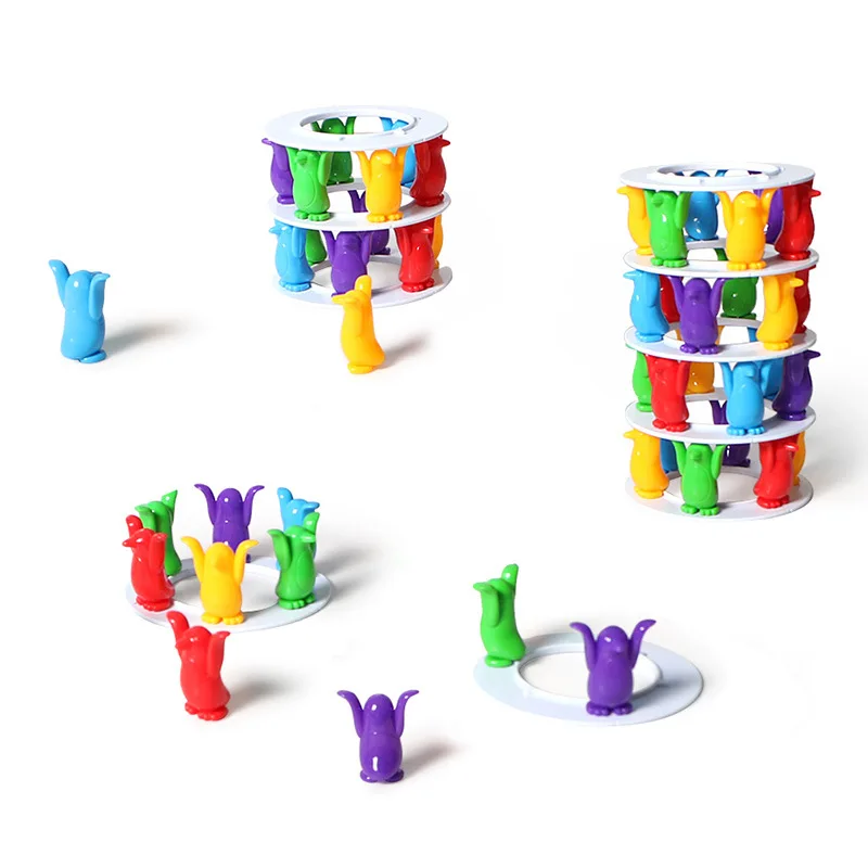 Balance Penguin Challenge Tower Building Blocks Board Game Kids Puzzle ...