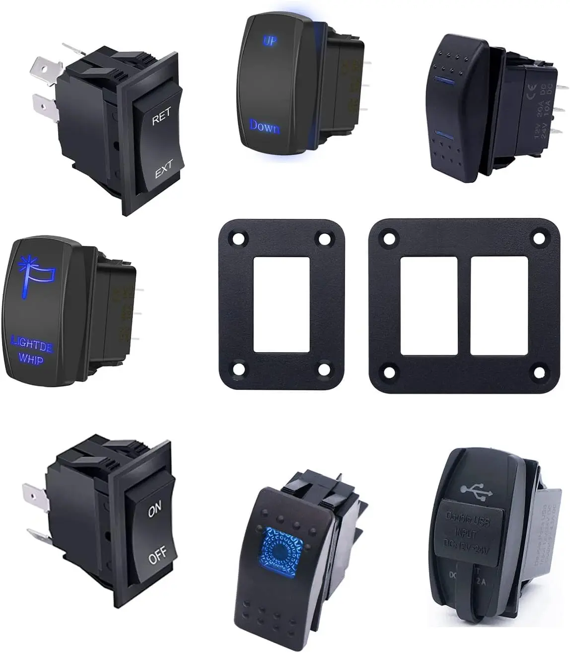 2 Way Rocker Switch Panel Housing - Black Anodized Aluminium