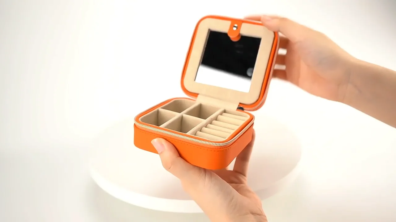 Small Plastic Cardboard Case Mirror Round Velvet Travel Led Light ...