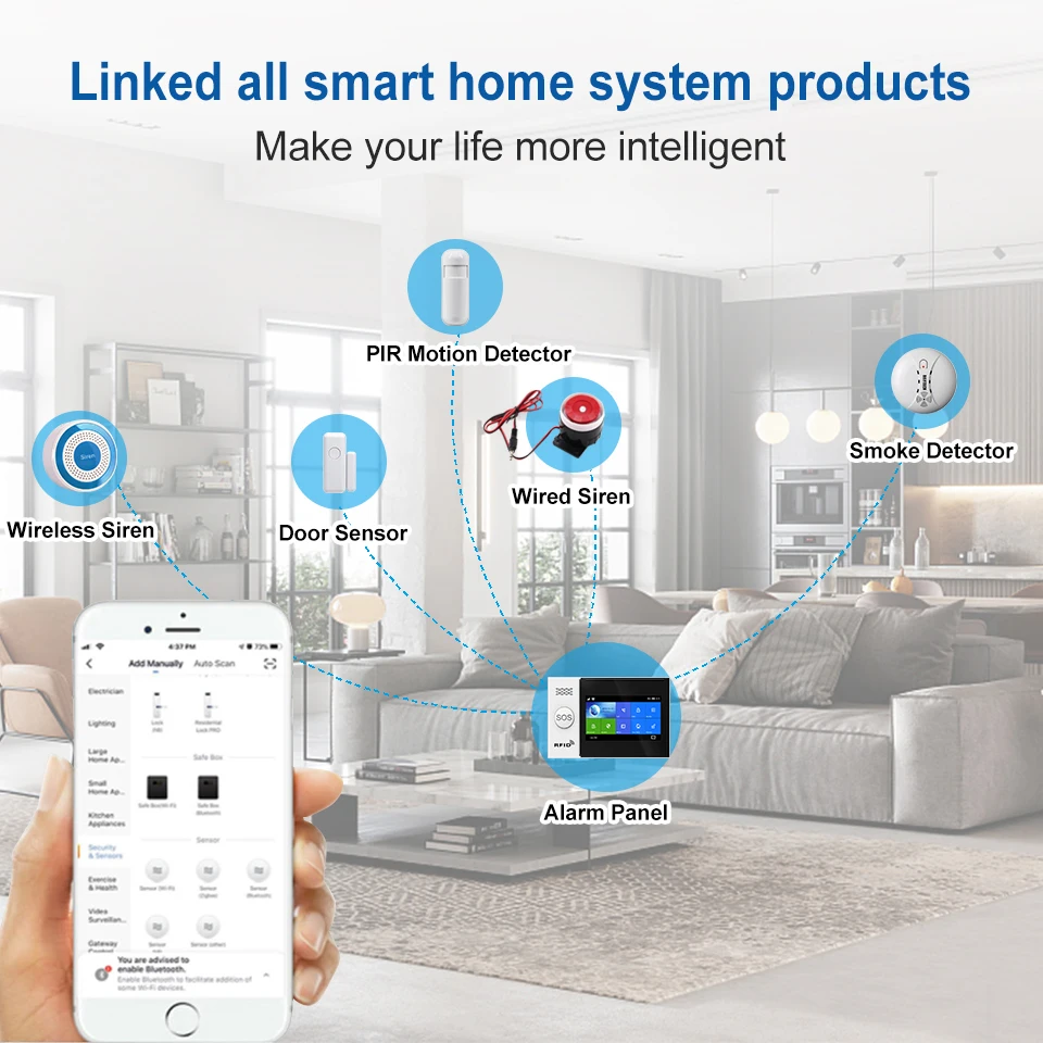 Tuya App Control Home Security Alarm System Full Touch Screen Home ...