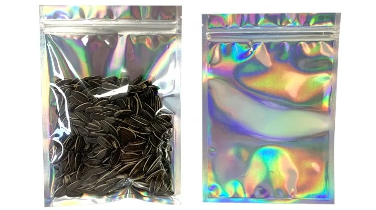 Custom Print Mini Transparent Holographic Resealable Smell Proof Food ...